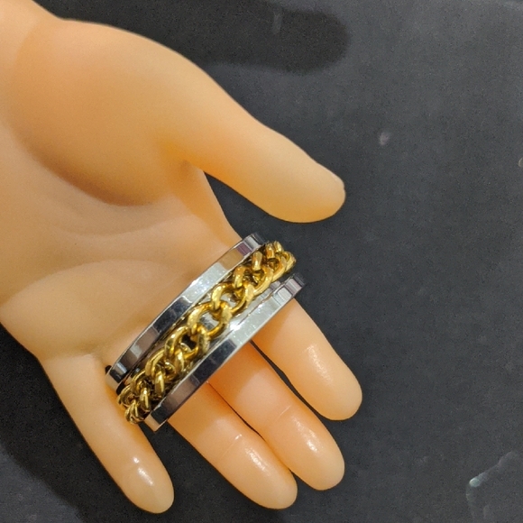 Accessories | Gold And Silver Mens Stainless Steel Chain Ring | Poshmark